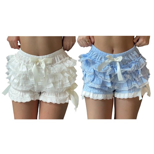 Women's Vintage Ruffle Bloomers Lace Trim Cotton Tiered Layered Pumpkin ...