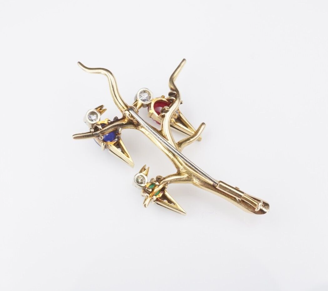 Van Cleef & Arpels VCA 18k Gold Ruby Sapphire Emerald Bird Brooch Pin 2 ...