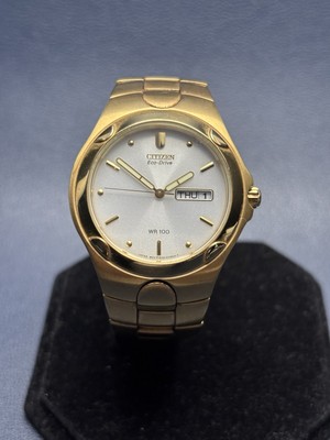 Citizen E101-K17551 Eco-Drive Gold Tone Analog Watch - Working | eBay