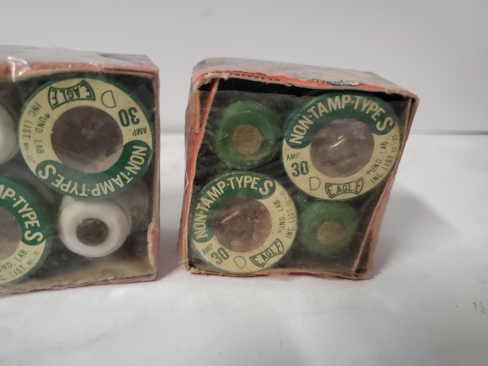 Lot of 8 Eagle 125 Volt 30 Amp Glass Time Delay Plug Fuses Vintage Type ...