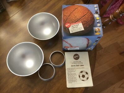 WILTON 1990 3D SPORTS BALL Cake Pan Set w/ box and Instructions - #2105 ...