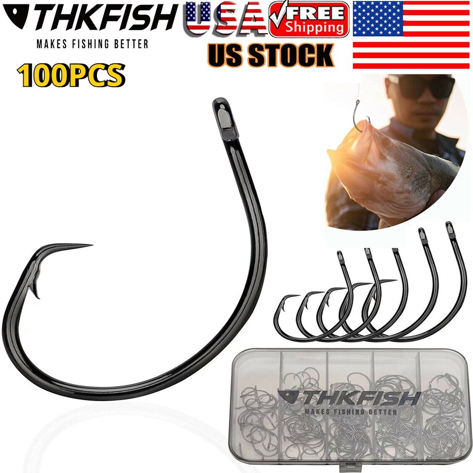 100PCS Circle Hooks Fishing Hooks Strong Fish Bulk Fishing Hooks Set ...