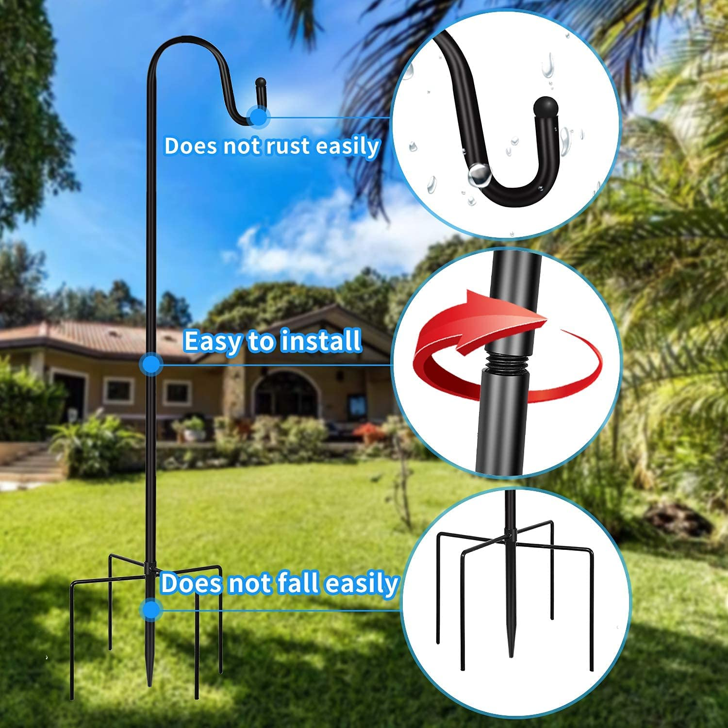 Shepherd Hooks 2 Pack - 48 Inches High 1/2 Inch Thick Adjustable Rust ...
