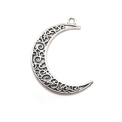 4, 20 or 50 BULK pcs Silver Crescent Filigree Moon with Hook - US ...