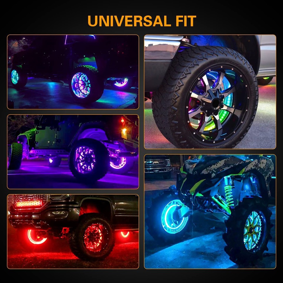4X 15.5" RGB LED Wheel Ring Light Rim Lights For JEEP Wrangler JK TJ JL ...