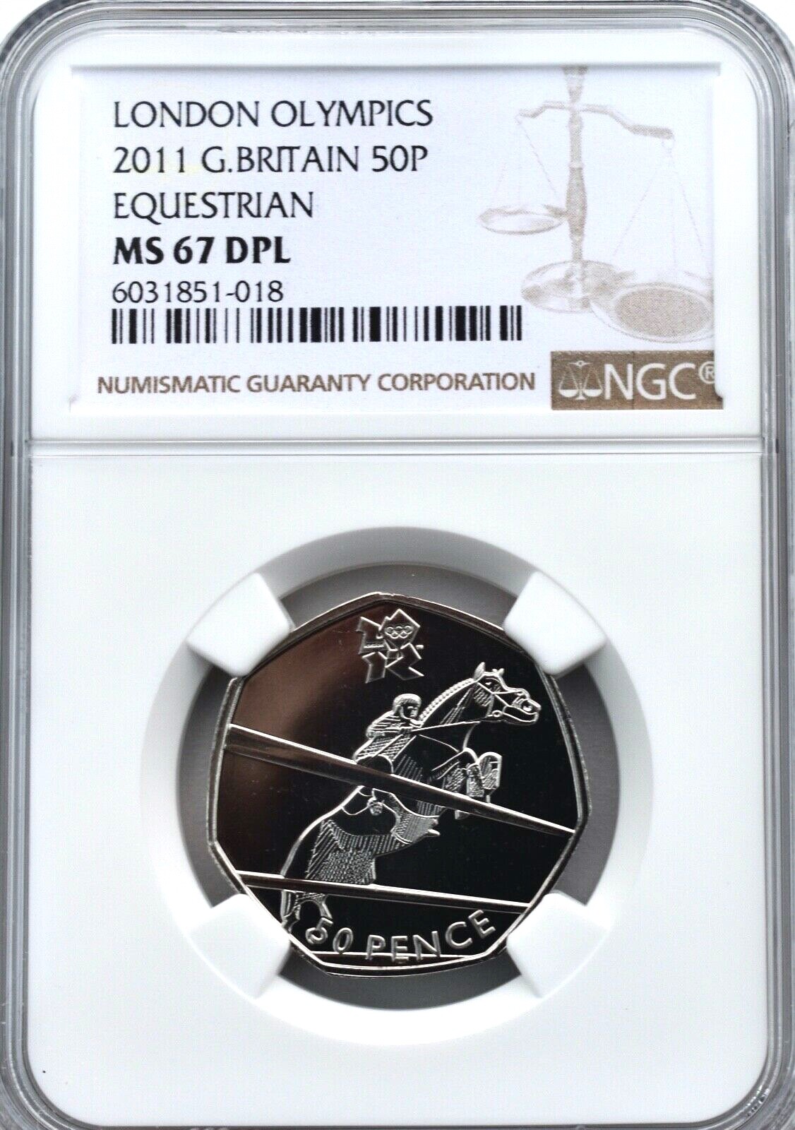 2011 Olympics Equestrian 50p Royal Mint MS67 DPL NGC Britain ...