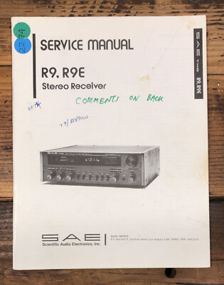 SAE R9 R9E Receiver Service Manual *Original* | eBay
