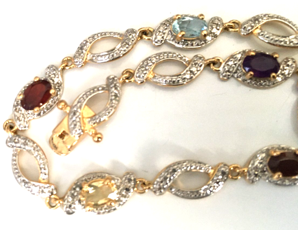 Bracelet ROSS SIMONS 18K Gold Plate on 925 STERLING SILVER Tennis Chain ...