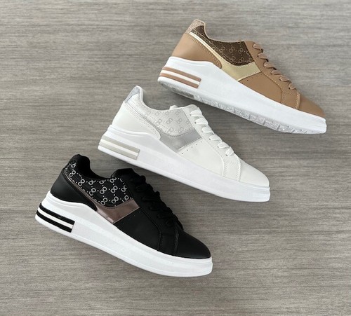 Ladies Lace Up Slight Wedge Comfy Soft Fashion Fancy Design Trainers ...