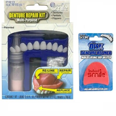Complete Denture Repair Kit Multi-purpose PLUS Disk Denture Reliner | eBay