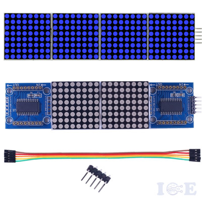 Matrix BLUE led display module max7219 5p line 8x32 4 in 1 Arduino ...