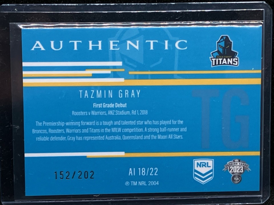 2023 TRADERS AUTHENTIC INITIALS Tazmin Gray TITANS #AI 18/22 d#152/202 ...