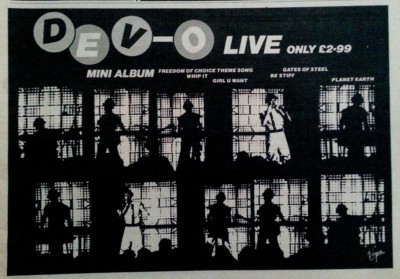 DEVO rare orig 1980 "DEVO LIVE" UK mini album print ad, advertisement ...