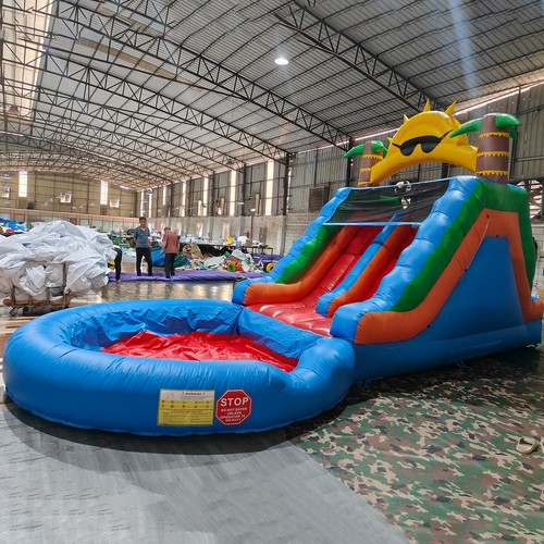 23FT Commercial Large PVC Inflatable Bounce House Double Water Slides ...