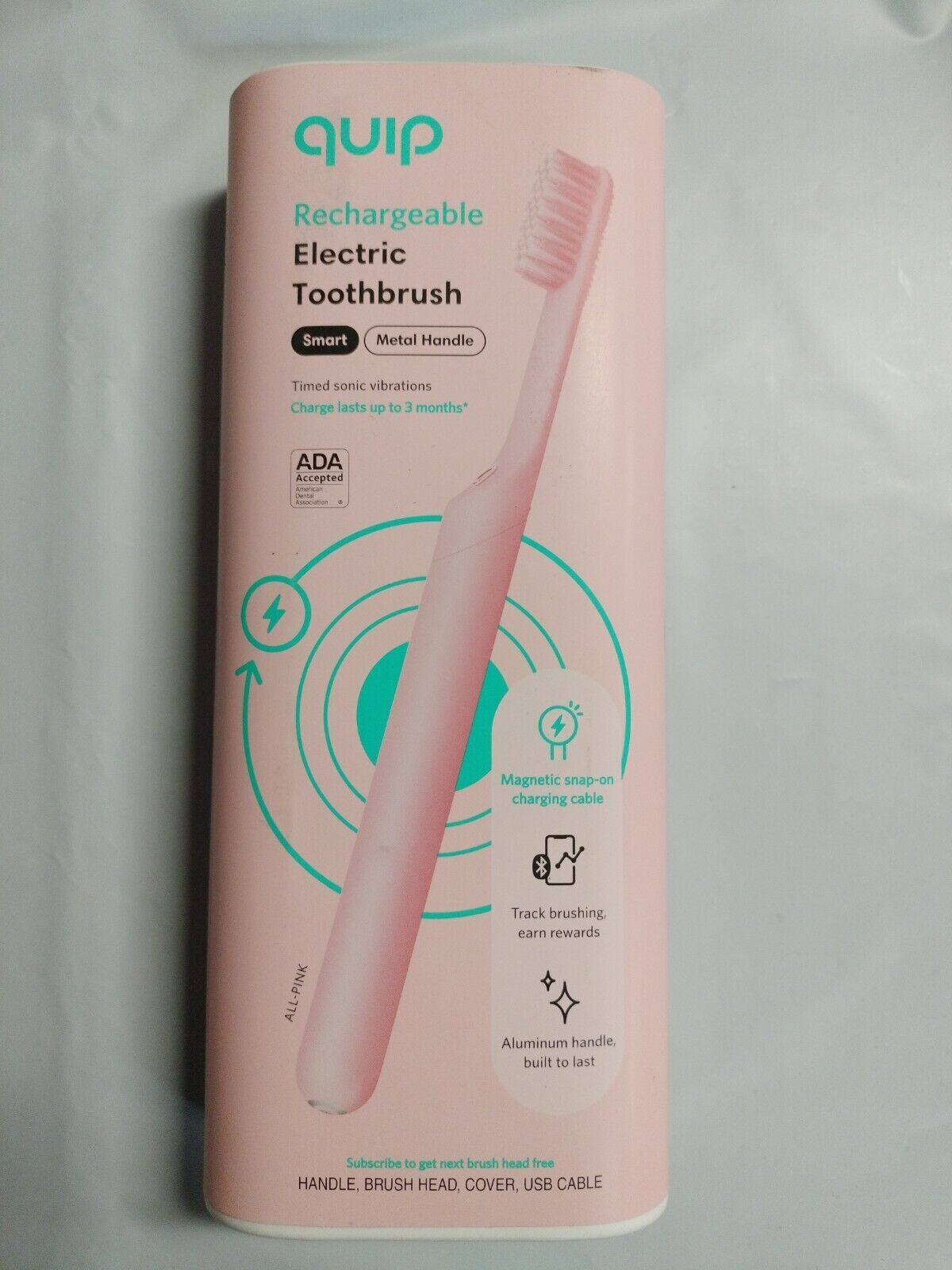 quip Smart Rechargeable Sonic Metal Electric Toothbrush - Pink ...