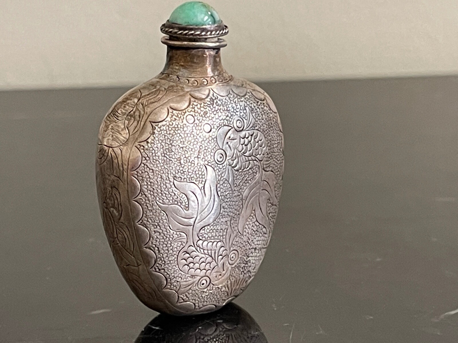 Antique Chinese Silver Fish Plant Engraved Snuff Bottle | eBay