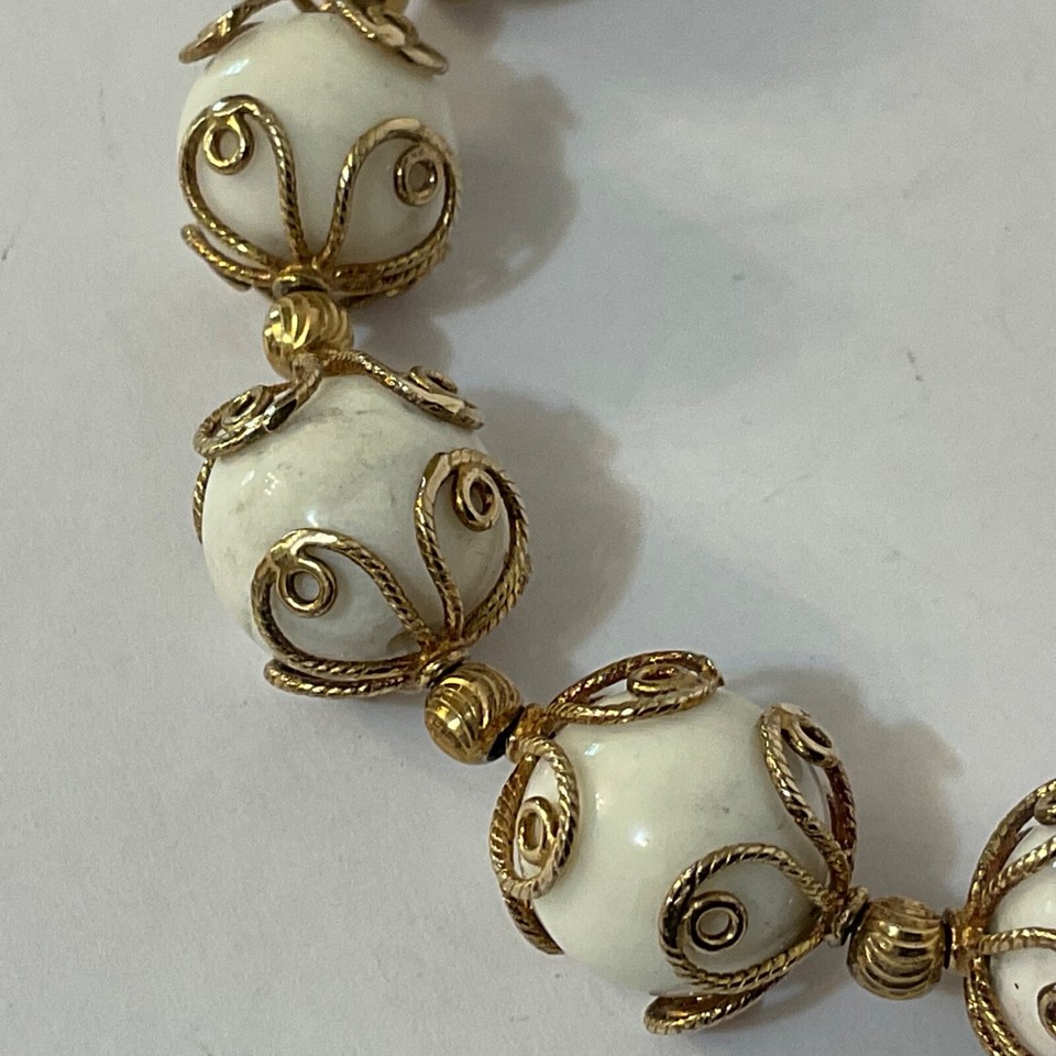 Vtg OT Turkey Bracelet 18K Yellow Gold Technibond Filigree 925 White ...