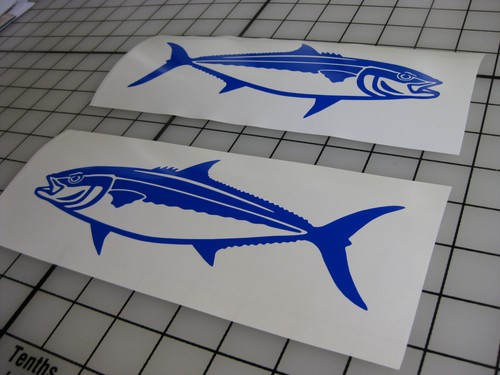 Two BLUE 8" Yellowtail Fish Decals Fishing Truck Car Boat Window Bumper ...