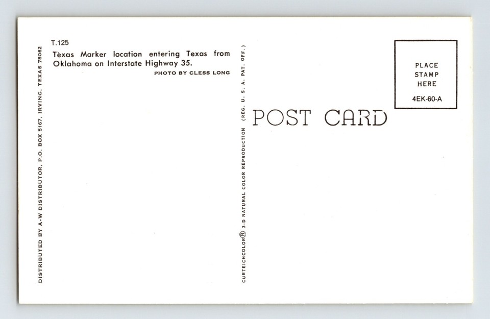 Postcard Texas TX State Line Marker Little Coyboy 1960s Unposted Chrome ...