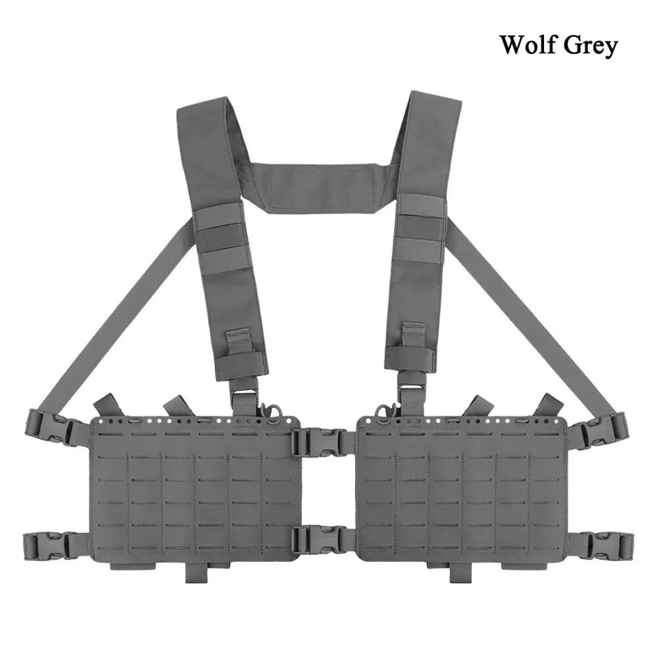Tactical SS Style Chest Rig 34 Slots Split Chassis H-harness Vest MOLLE ...