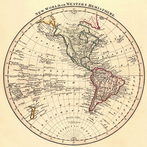 1825 Map New World or Western Hemisphere Vintage History Poster Home ...