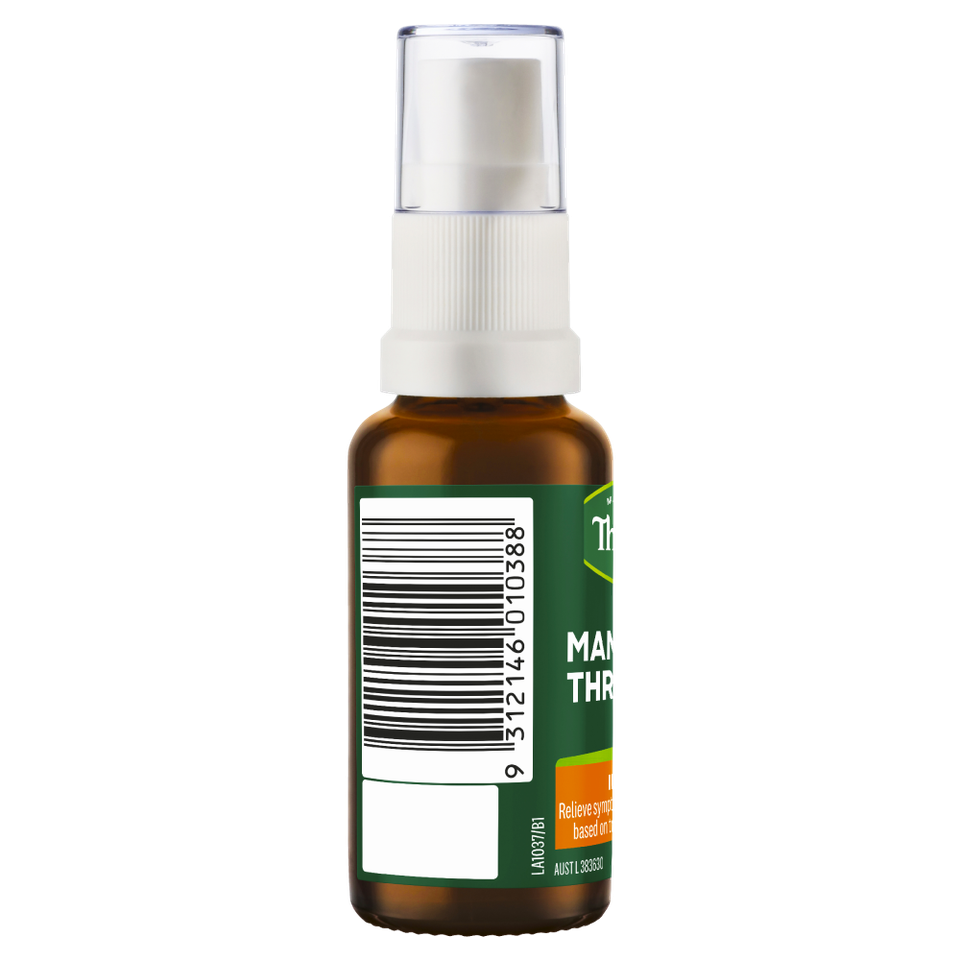 Thompson's Manuka Sore Throat Spray 25mL Immune Health Mild Tonsillitis ...