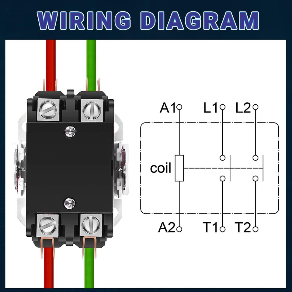 HVAC Motor Contactor, 24V 40 Amp Coil 2 Pole Replacement Relays ...