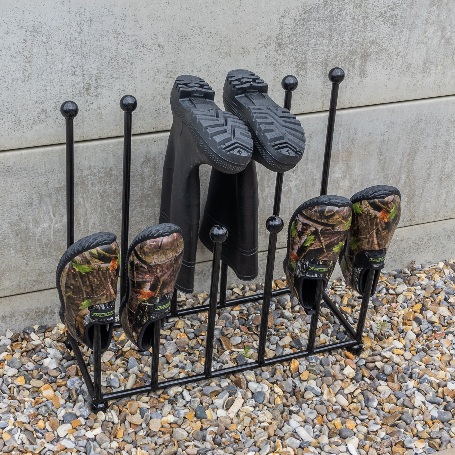 Woodside Steel Wellington Boot Rack/Walking Boot Storage Stand, Indoor ...