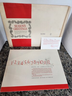 12 Days Of Christmas Vintage Paper Placemats JAY CONLEY Art Mid Century Set O 12 | eBay