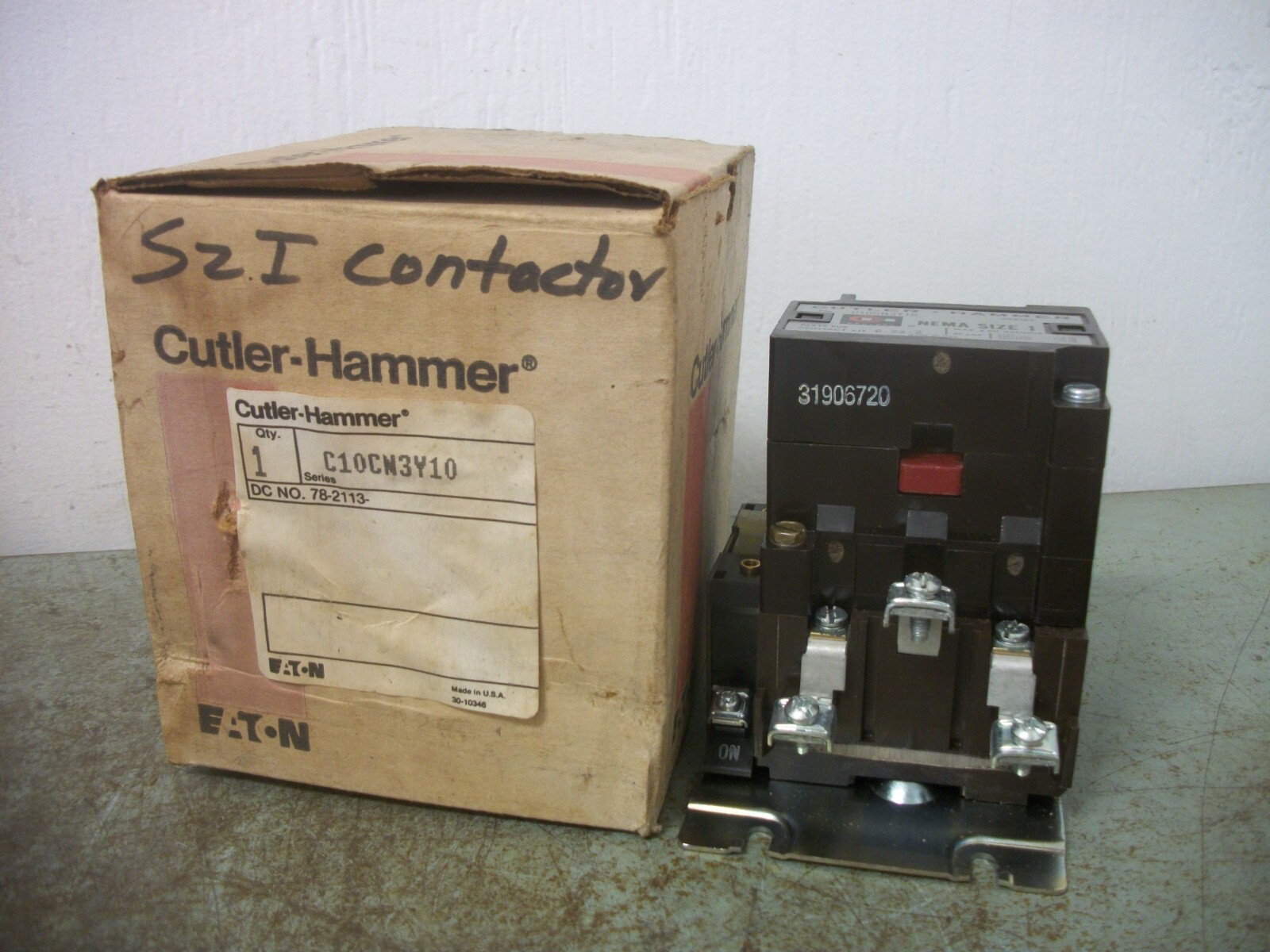 CUTLER-HAMMER SIZE 1 CONTACTOR C10CN3Y10 27AMP 120VCOIL 3PH 600V 10HP ...
