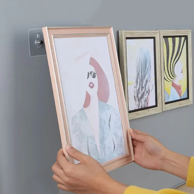 SELF-ADHESIVE PICTURE FRAME HOOKS TRIANGLE HANGERS FRAME HANGING MIRROR ...