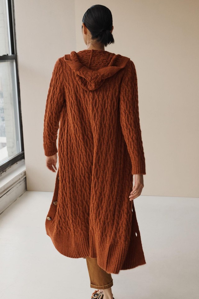 NWT Anthropologie Hooded Duster Cardigan Sweater Jacket Long Dark ...