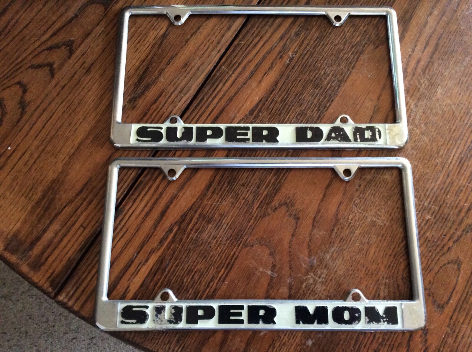 Vintage pair SUPER MOM SUPER Dad License Plate Frame Car Tag Holder | eBay