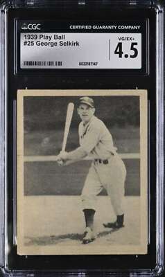 1939 PLAY BALL #25 GEORGE SELKIRK CGC 4.5 VG/EX+ RC ROOKIE YANKEES 3061 ...