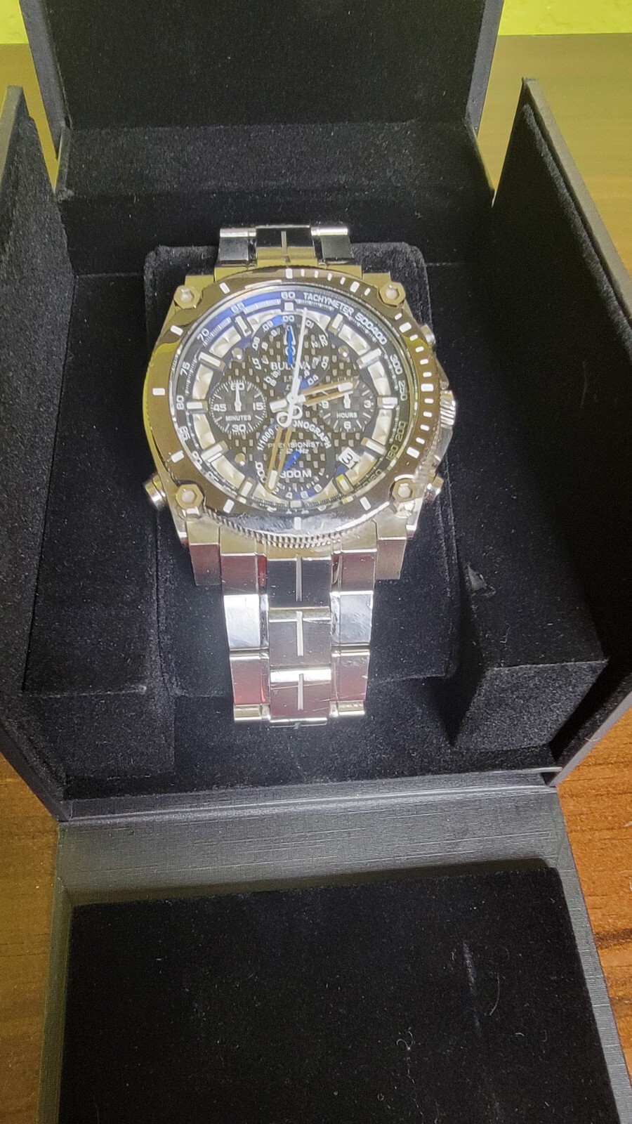 Bulova Watch Men's Icon Precisionist Chronograph Black Blue Dial 98B316 ...