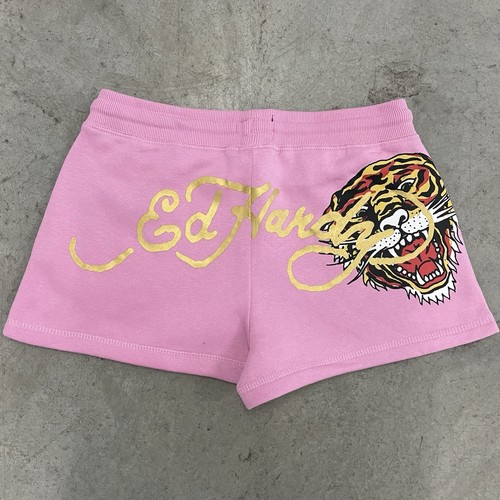 Ed Hardy Women’s Pink Booty Shorts Tiger Graphic Gold Script Y2K ...