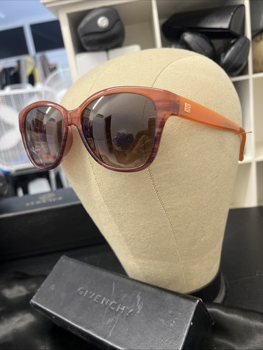 Givenchy Sunglasses Pink Orange Tortoise Cat Eye Gold Temple Logo Amber ...
