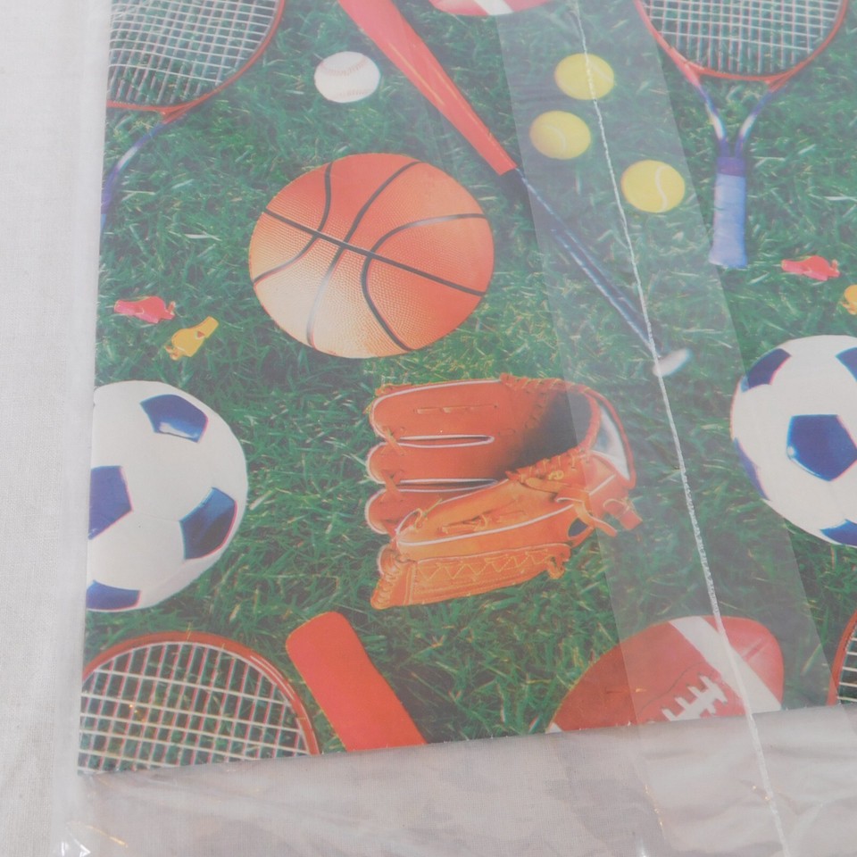 Voila Lot of 2 Kids Birthday Gift Wrap Sports Folded Flat 3 Sheet Each ...