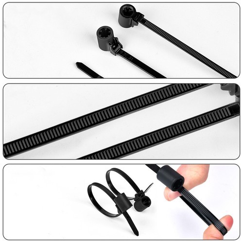 100xScrew Mount Nylon Cable Ties 160x4.8mm Car Chassis Body Zip Tie ...