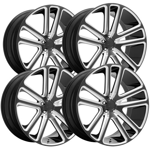 (Set of 4) Dub S255 Flex 24x10 6x5.5" +30mm Black/Milled Wheels Rims 24 ...