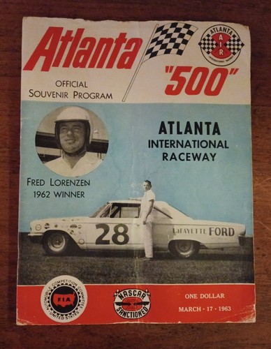 1963 Atlanta 500 NASCAR Race Program Fred Lorenzen Wins | eBay