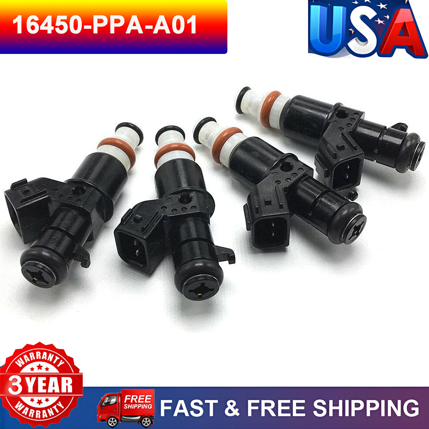 Set of 4 Fuel Injectors for HONDA CIVIC 2.0L L4 & CR-V 2.4L 2002 2003 ...