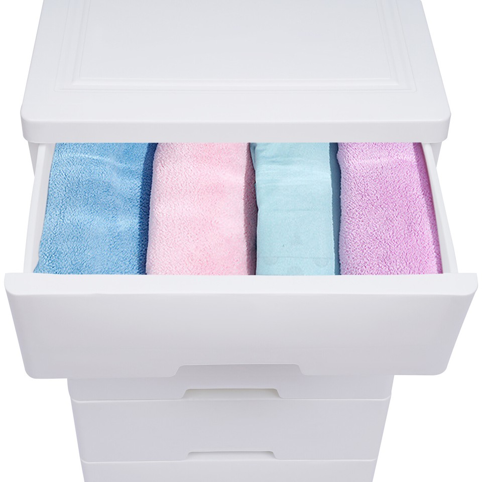 5 Drawers Plastic Storage Cabinet Detachable Drawer Tower Case Clothes ...