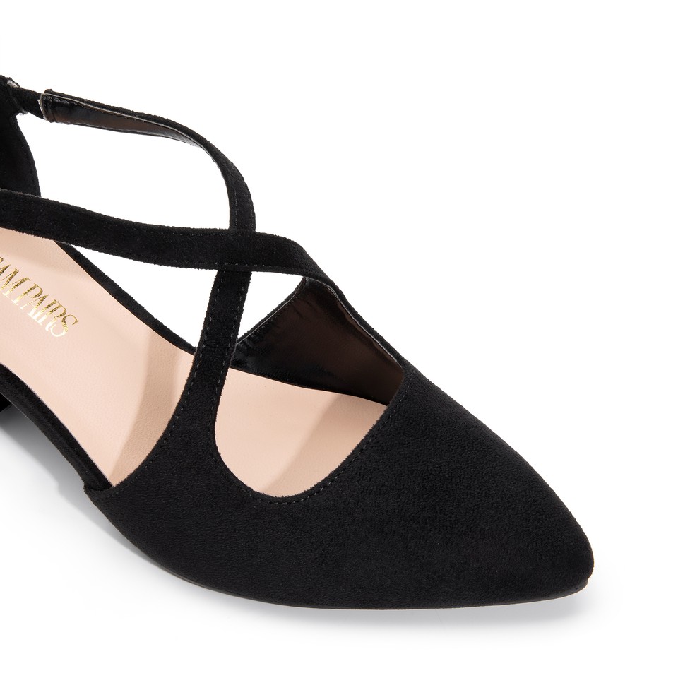 Women Low Chunky Heel Pointed Toe Cross Strap Wedding Party Pump Shoes ...