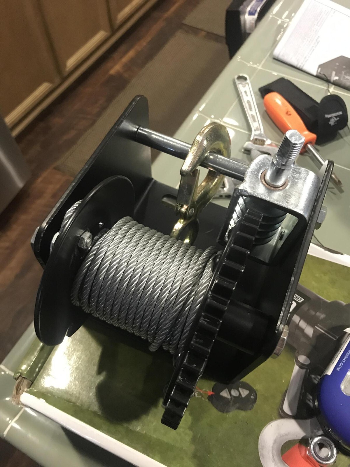 HAND WINCH 1 Ton Capacity Portable Worm Gear Crank Trucks Trailers ...