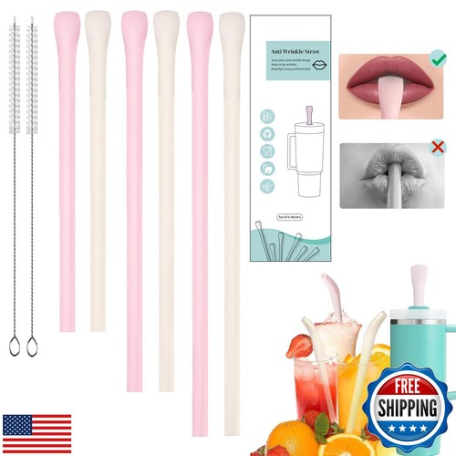 Anti Wrinkle Straw Set of 6 - Straw for Lip Wrinkles Prevention ...