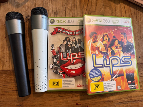 2x Wireless Lips Microphone Xbox 360 Lips Number One Game + Lips Party ...