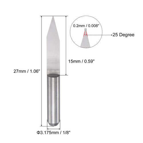 1/8" Shank 0.2mm Tip 30 Degree Solid Carbide Wood Engraving CNC Router ...
