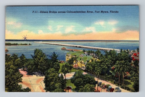 Fort Myers FL-Florida Edison Bridge, Caloosahatchee River Vintage ...