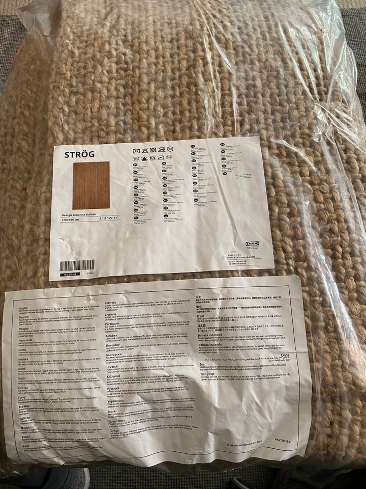 Brand new Ikea STROG Rug Runner Carpet,flat woven, natural,120x180 cm ...
